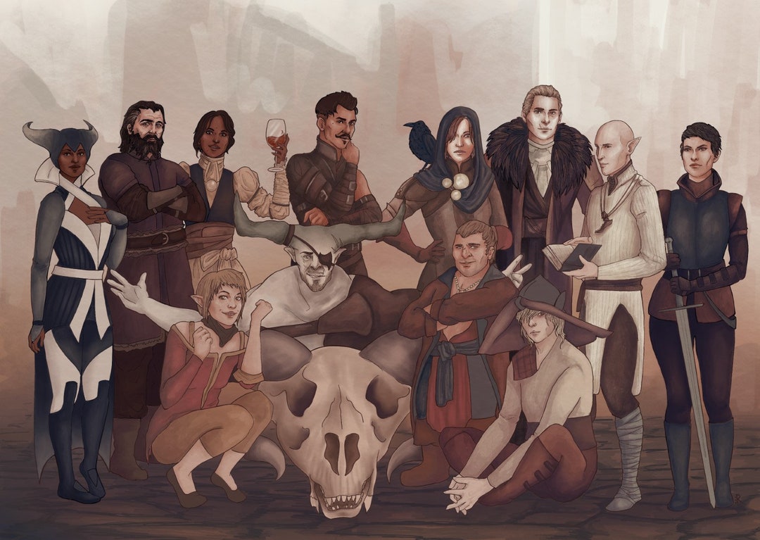 Illustration of the Inquisition- Group "photo" From Dragon Age Inquisition 5x7in or 12x8in - Etsy