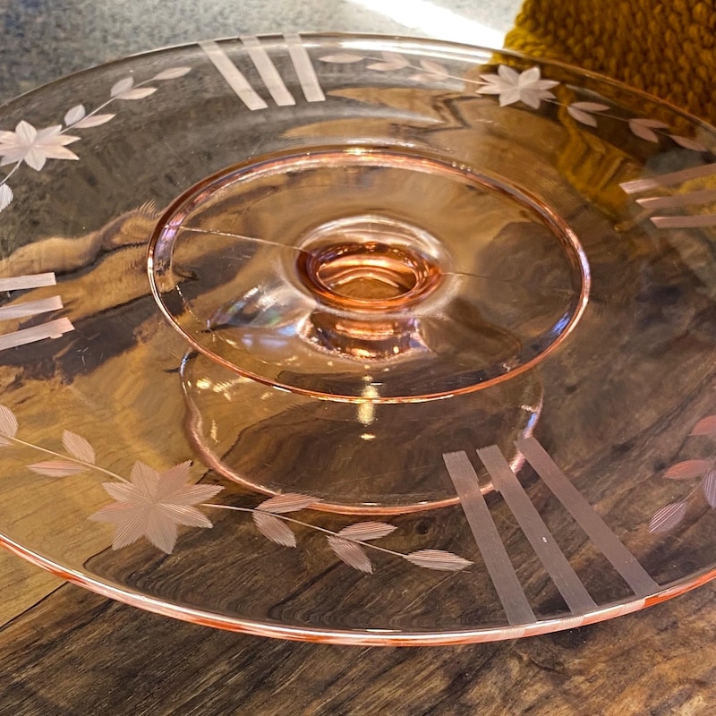Clear Pink Cake Plate - Etsy