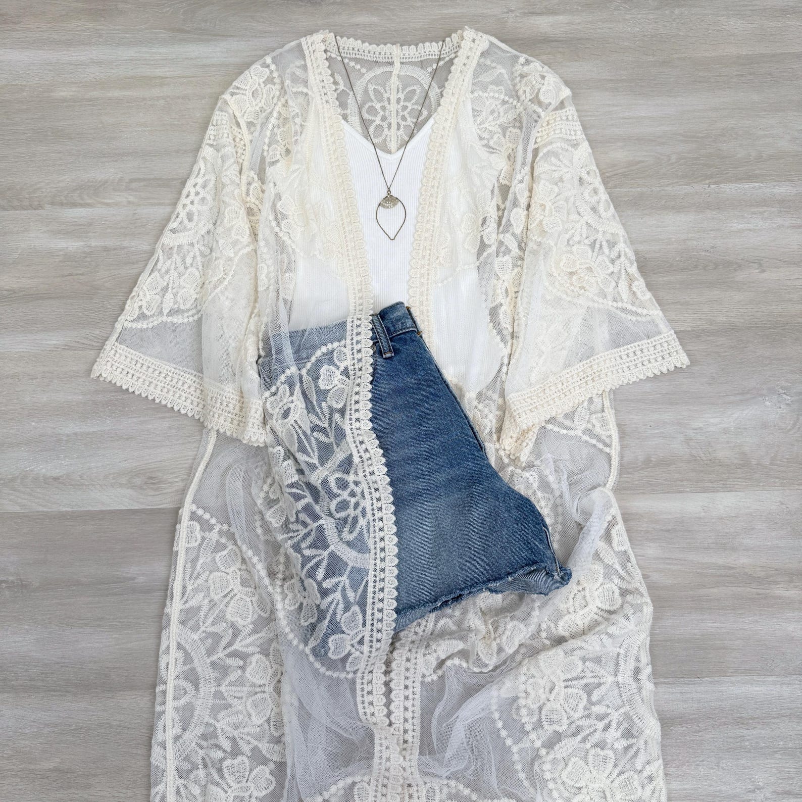 Embroidered Mesh Lace Kimono - Bohemian Yellow Cover-up - Etsy