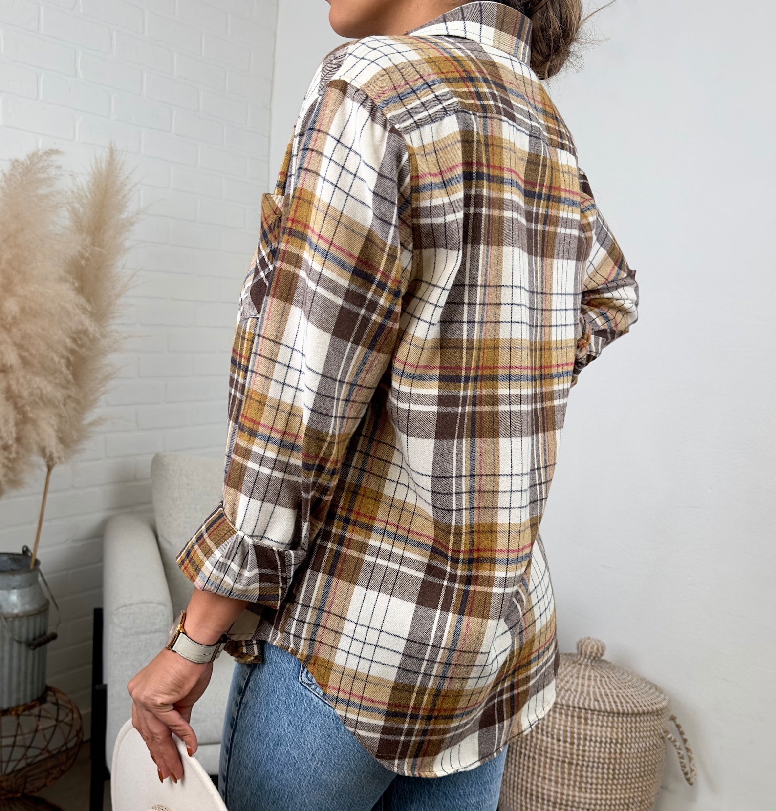 Boyfriend Flannel Button up Plaid Fall Flannel Shacket Button Front ...