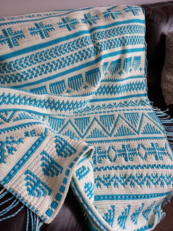 Mosaic Crochet Throw - Etsy UK