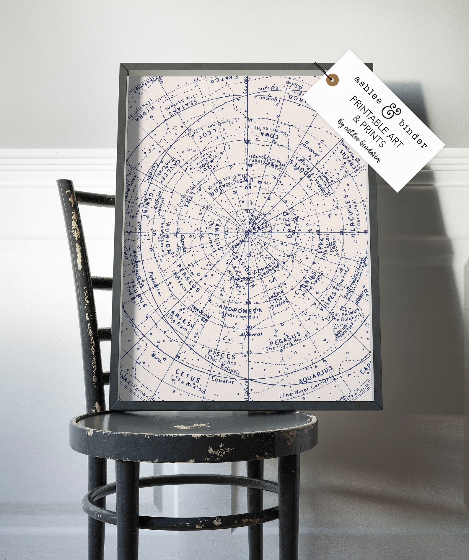 Astrology Print, Old Star Chart Vintage Astrology Print, Constellation ...
