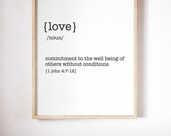 Love Print, Love Definition Poster, Love Dictionary Print, Love Quote ...