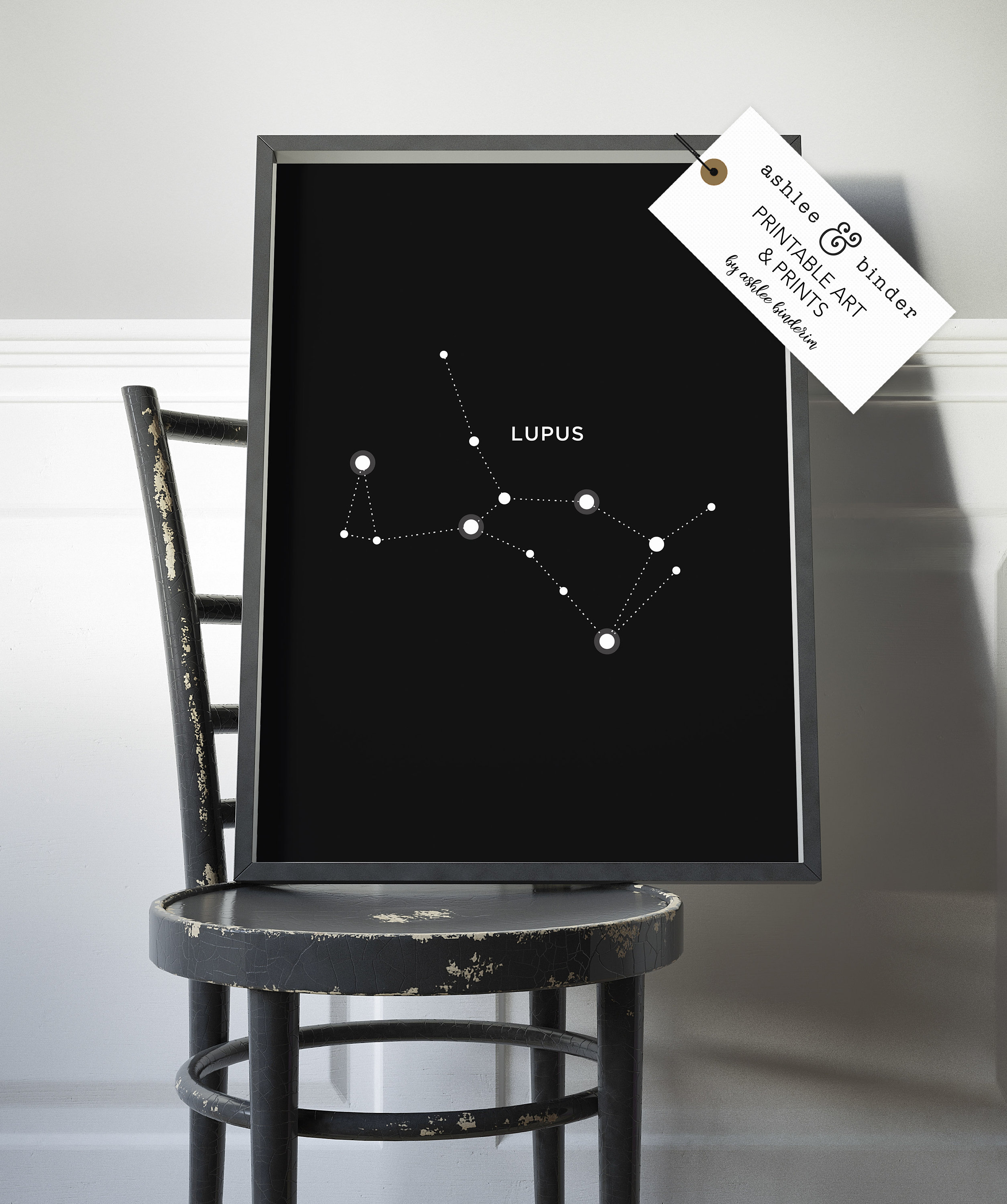 Lupus Constellation Lupus Art Print Printable Art Black and | Etsy