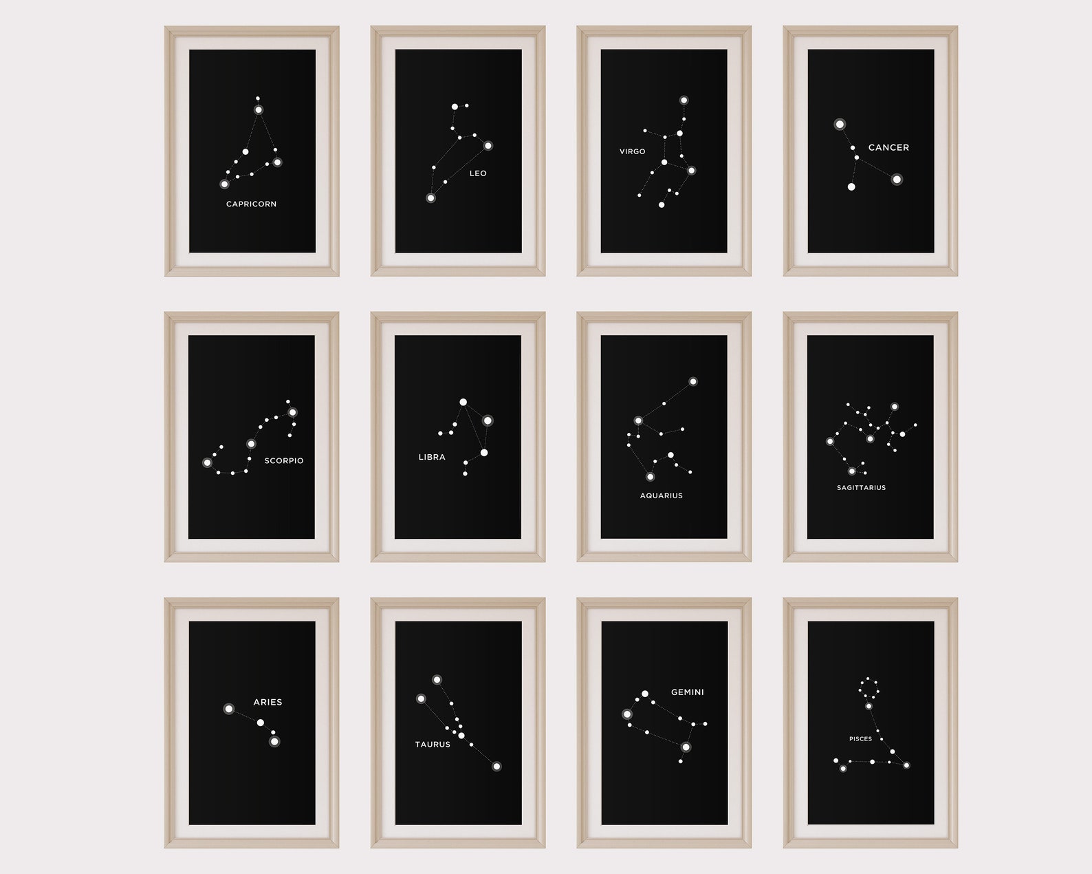 Zodiac Constellation Set, Astrology, Downloadable Prints, Zodiac Wall ...