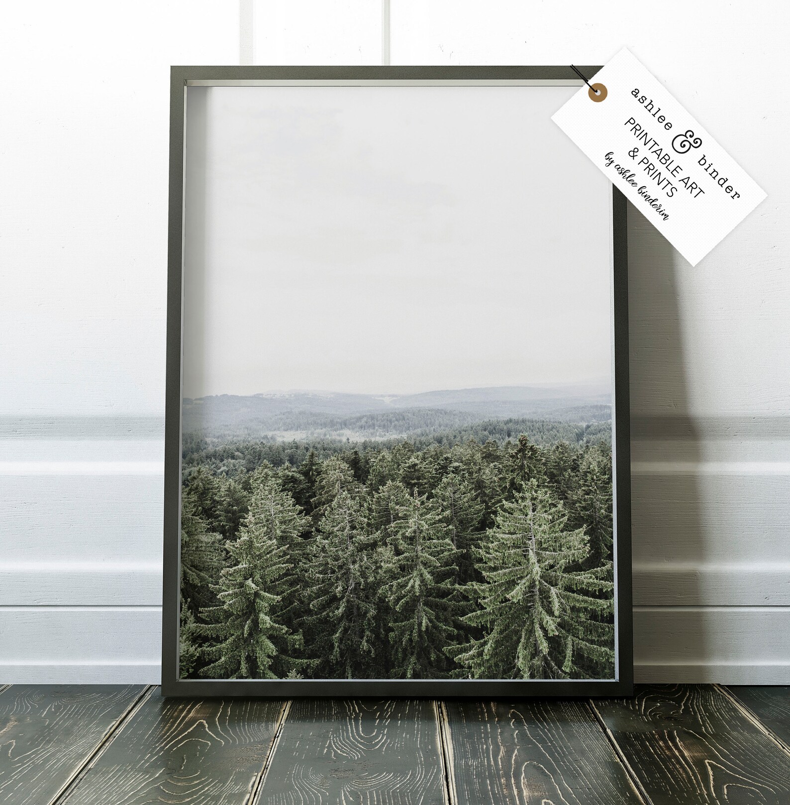 Pine Tree Mountain Wall Art, Wall Art Decor, Scandinavian Art, Modern ...