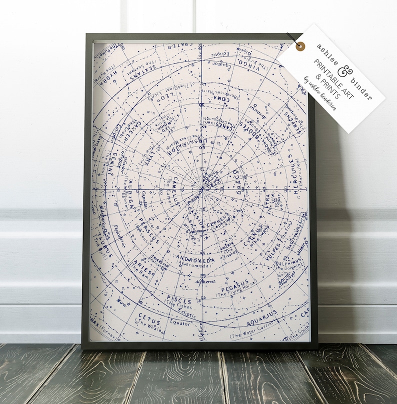 Astrology Print Old Star Chart Vintage Astronomy Map or | Etsy