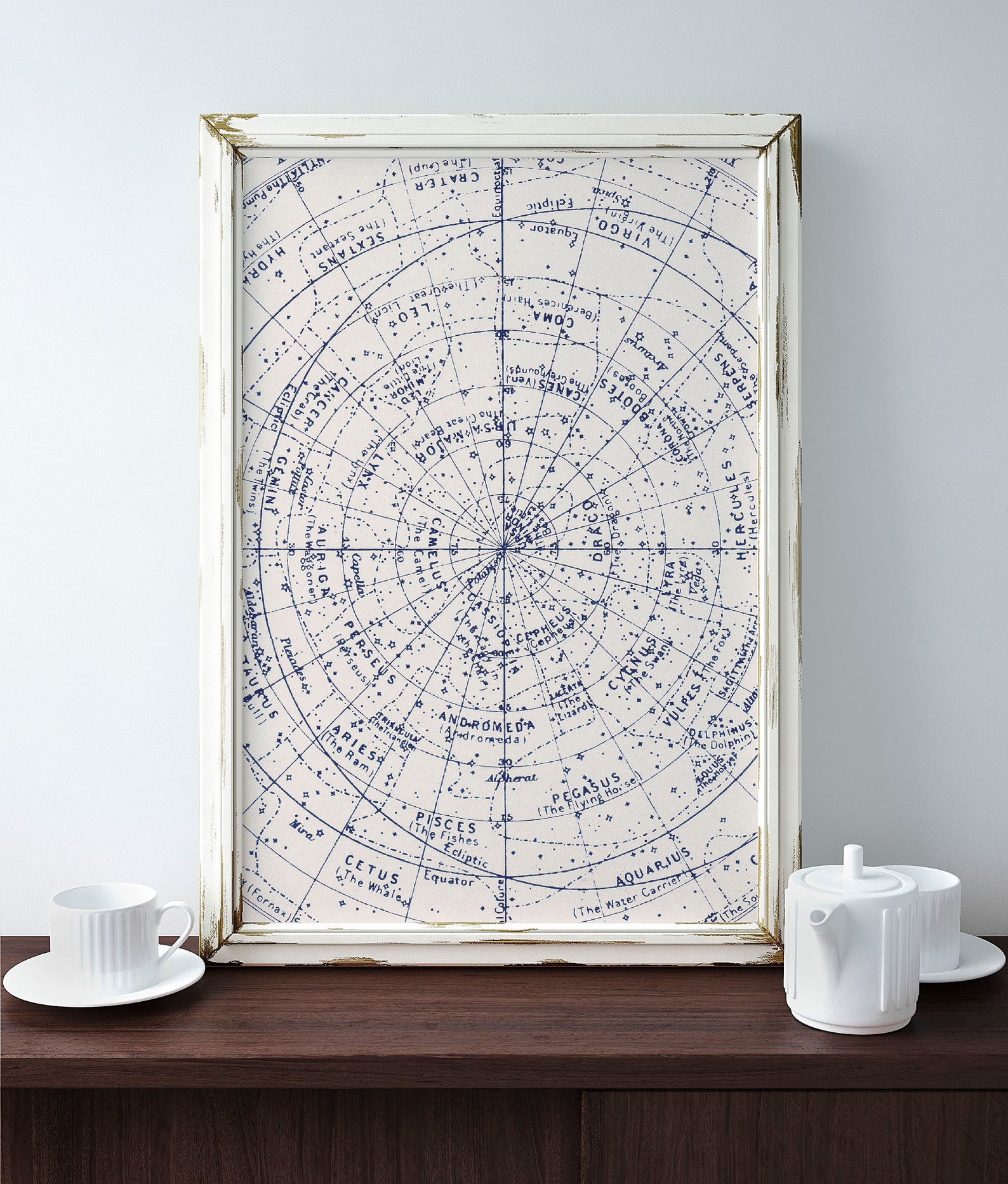 Astrology Print, Old Star Chart Vintage Astrology Print, Constellation ...