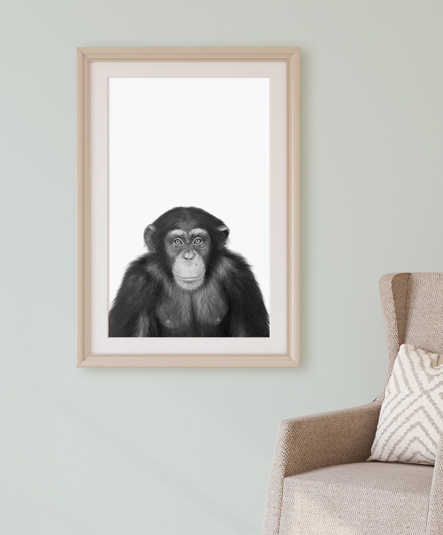 Chimpanzee Print, PRINTABLE Art, Safari Animal Prints, Nursery Animal ...