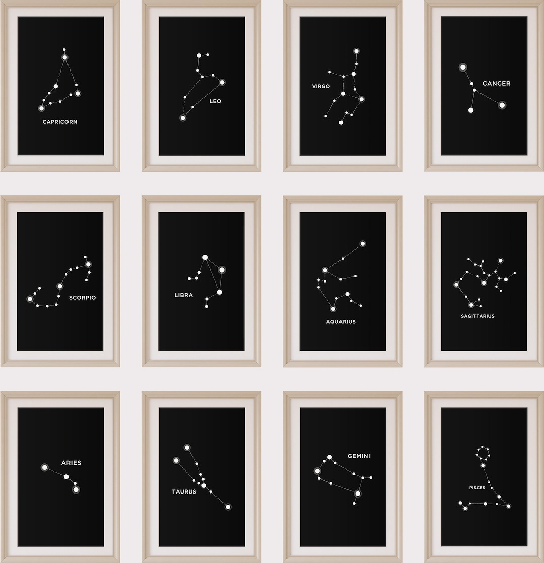 Zodiac Constellation Set, Astrology, Downloadable Prints, Zodiac Wall ...