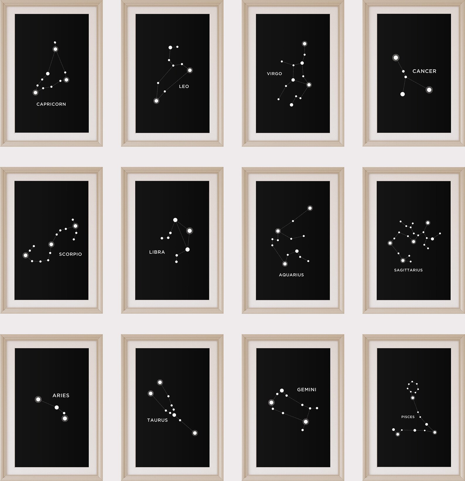 Zodiac Constellation Set Astrology Downloadable Prints | Etsy