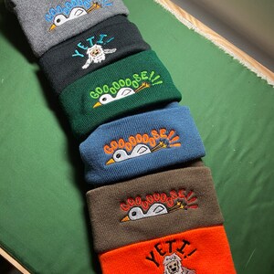 Goose the Band Embroidered Knit Beanie Hat Gooooose!!! Black, Gray ...