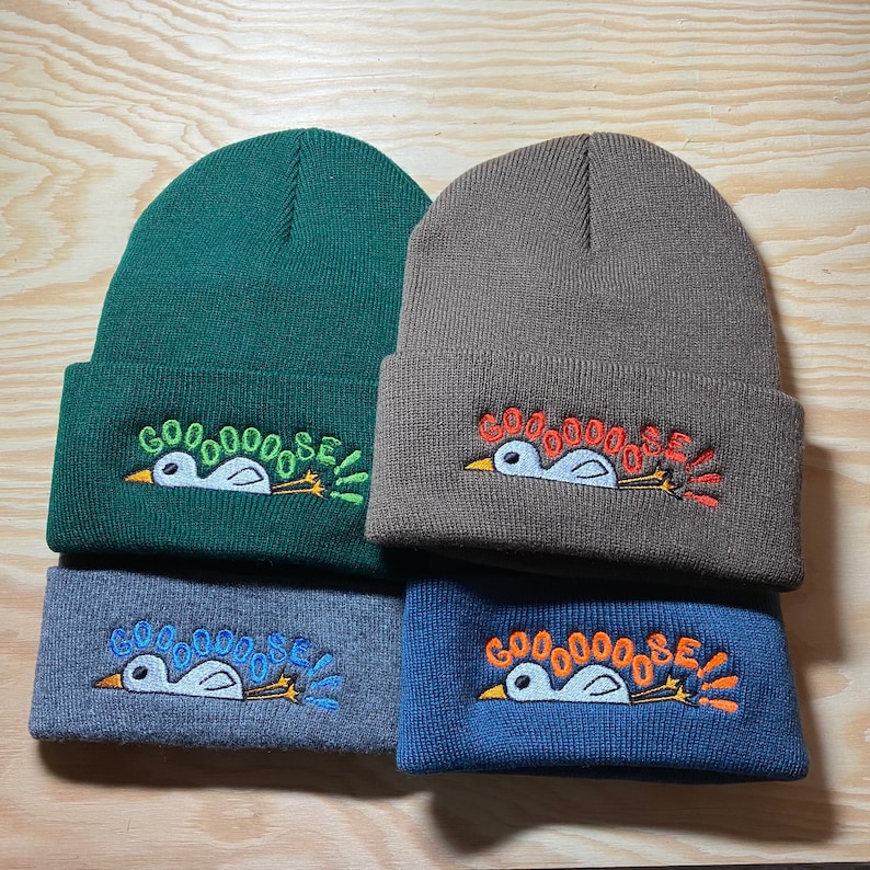 Goose the Band Embroidered Knit Beanie Hat Gooooose Black - Etsy