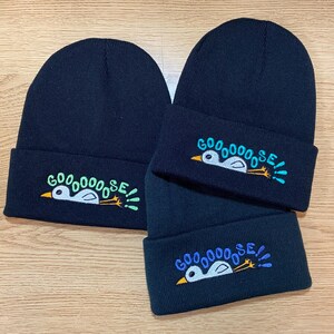 Goose the Band Embroidered Knit Beanie Hat Gooooose!!! Black, Gray ...