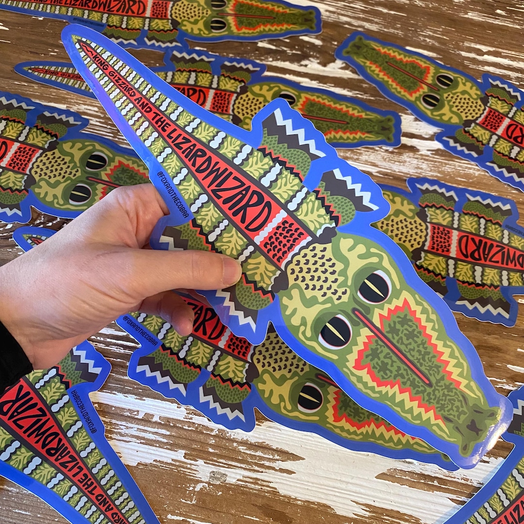 Jumbo King Gizzard and the Lizard Wizard Alligator Cute Sticker Glossy ...