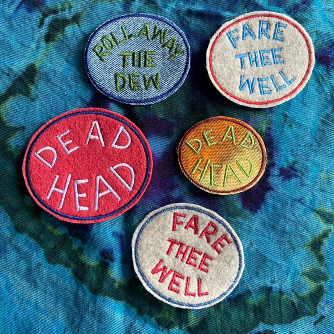 Round Dead Embroidered Patch Tie Dye Denim Felt Fare Thee Well - Etsy