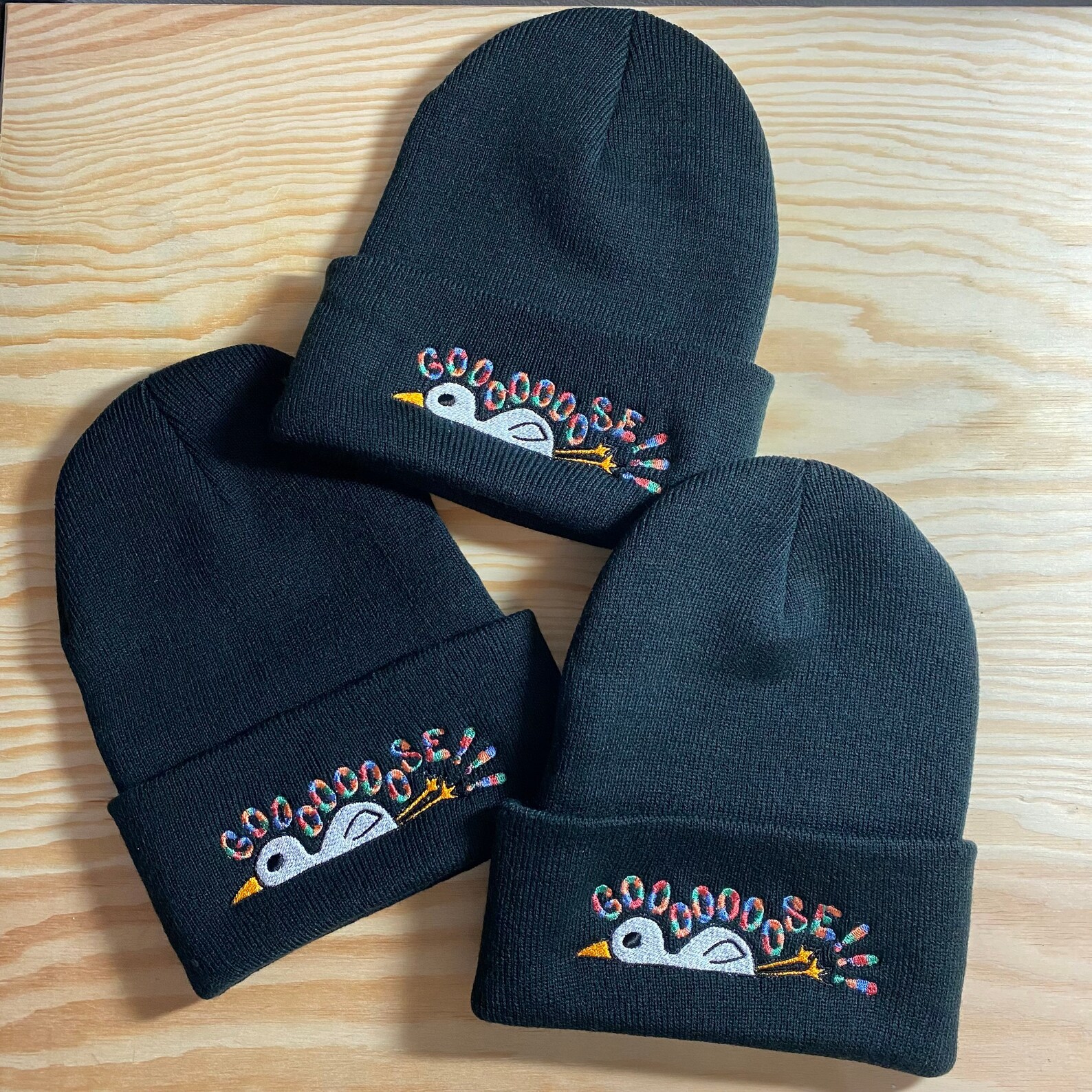 Goose the Band Embroidered Knit Beanie Hat Gooooose Black - Etsy