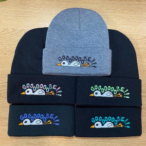 Goose the Band Embroidered Knit Beanie Hat Gooooose!!! Black, Gray ...
