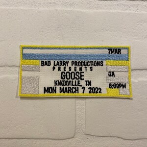 Ticket Stub Patch! Custom Ticket Embroidered Patch, Choose Your Own ...