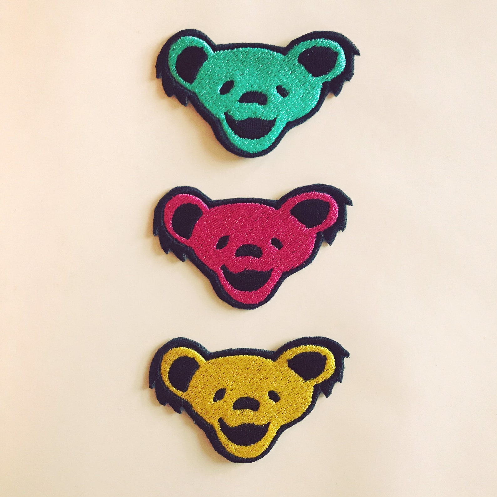 Grateful Dead Bear Patch Embroidered Red Blue Green Yellow - Etsy