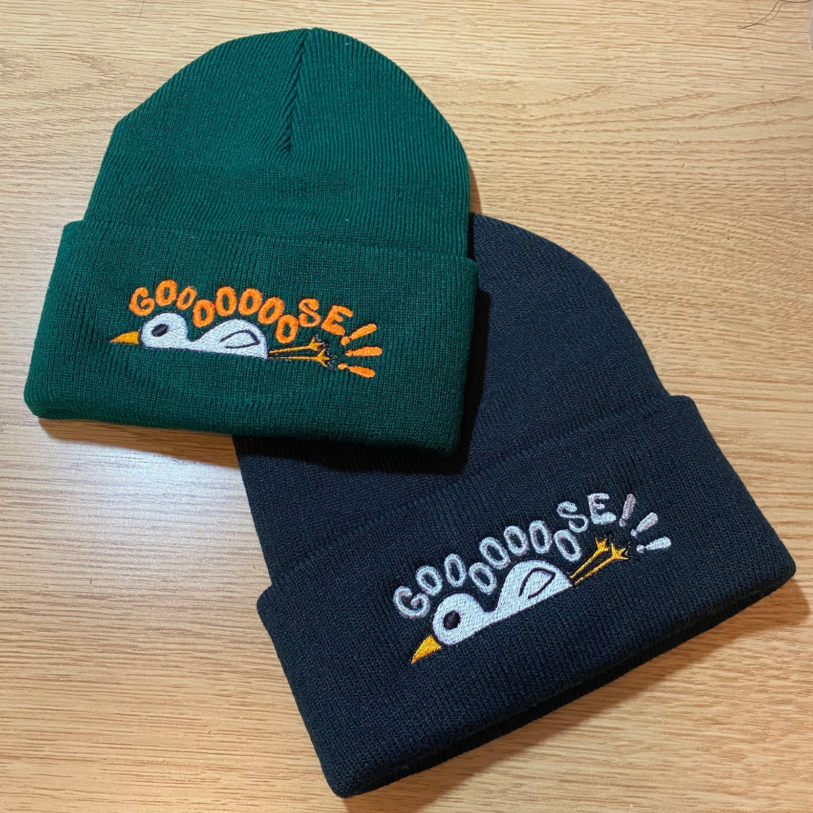Goose the Band Embroidered Knit Beanie Hat Gooooose Black - Etsy
