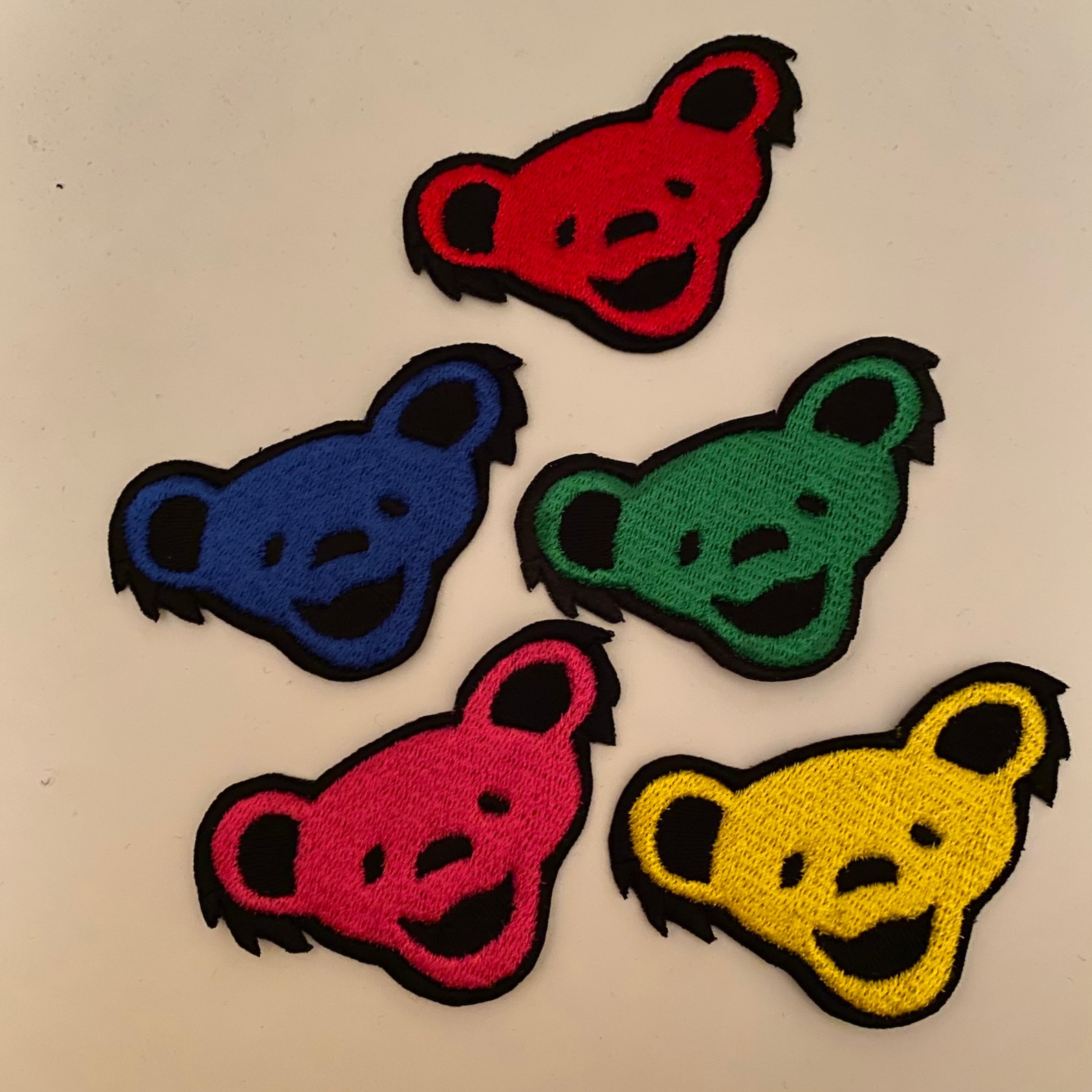 Grateful Dead Bear Patch Embroidered Red Blue Green Yellow - Etsy