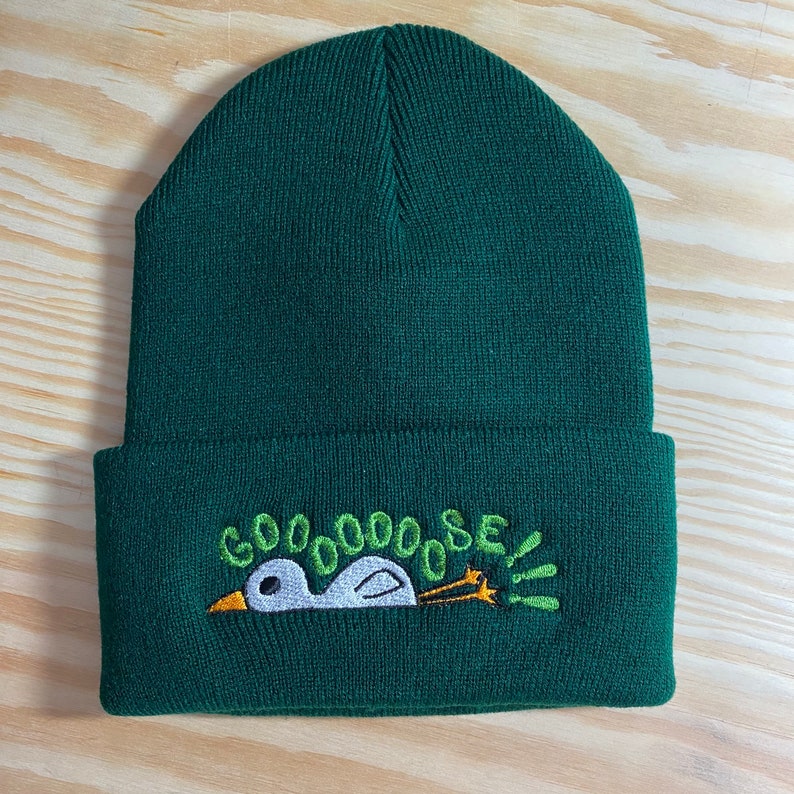 Goose the Band Embroidered Knit Beanie Hat Gooooose Black - Etsy