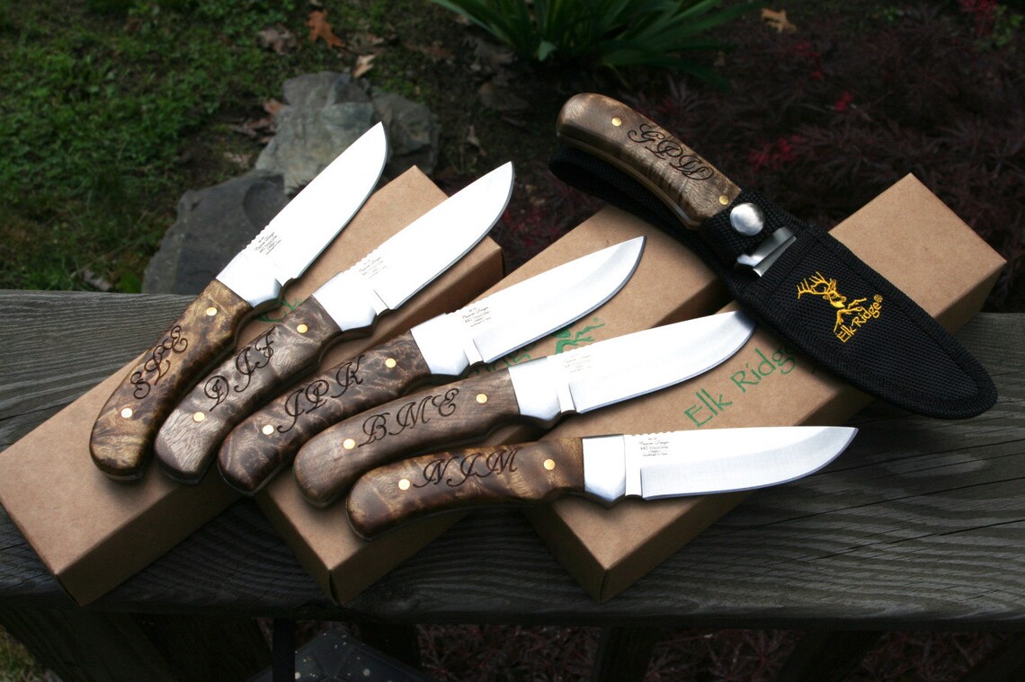 Set of 6 Groomsmen Hunting Knives and Sheath Elk Ridge Knife | Etsy