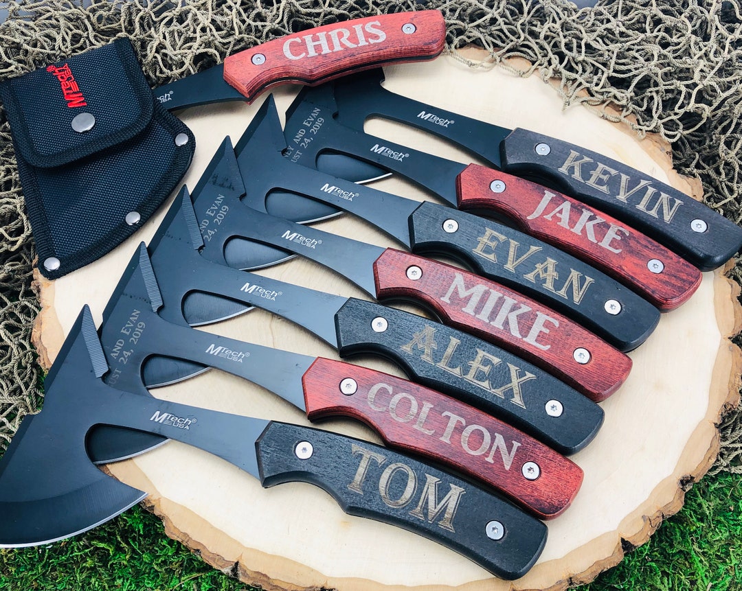 Engraved Tomahawk Hatchet Set: Personalized Groomsman Gift With Sheath ...