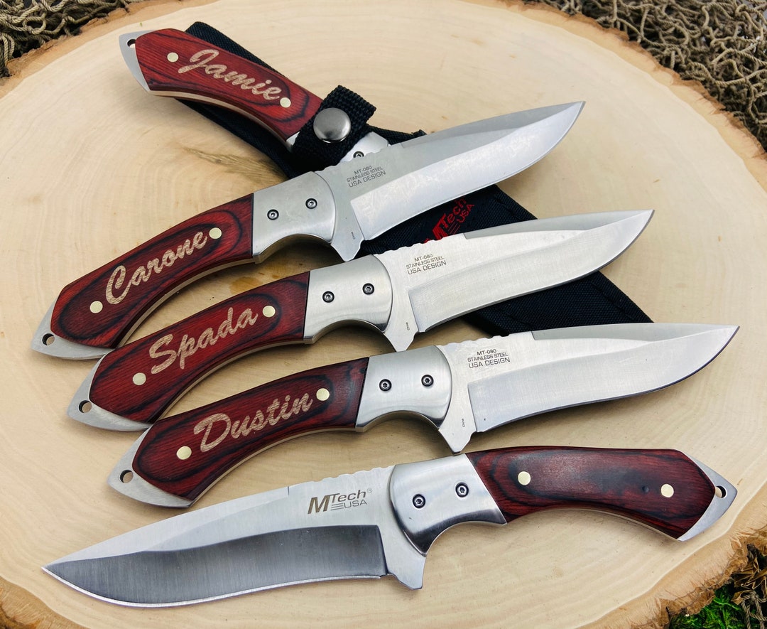 Set of 4 Engraved Hunting Knives With Sheaths: Groomsmen Gifts - Etsy