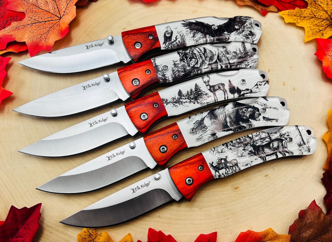 Eagle, Wolf, Deer, Bear or Elk Custom Engraved Pocket Knife, Unique ...