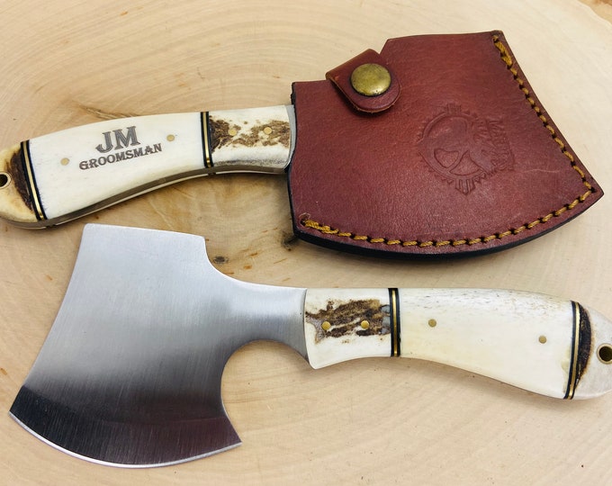Cool Bone Handle Engraved Mini Hatchet / Axe With Leather - Etsy