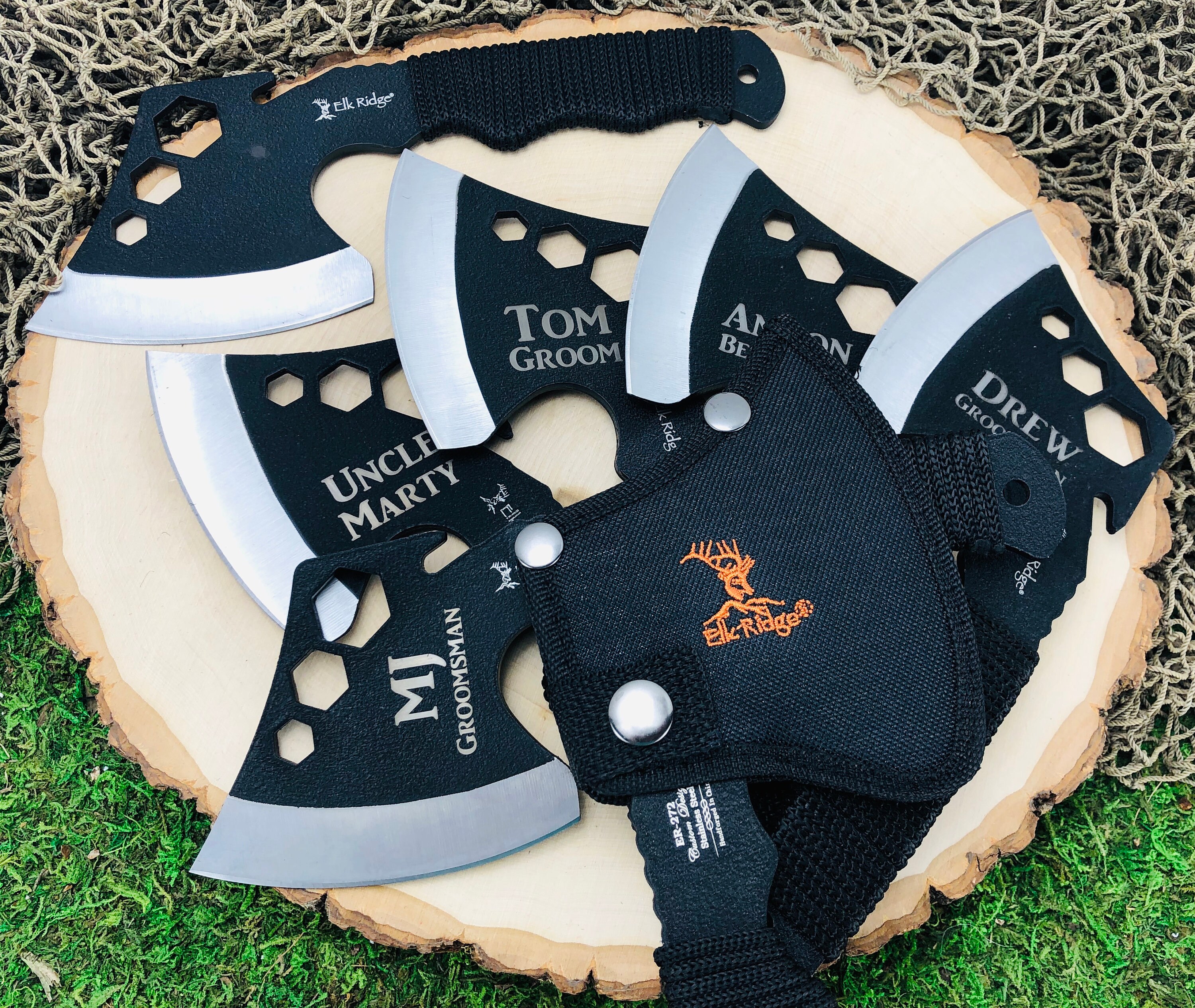 Set of 11 Engraved Axes / Hatchets nylon sheaths unique | Etsy