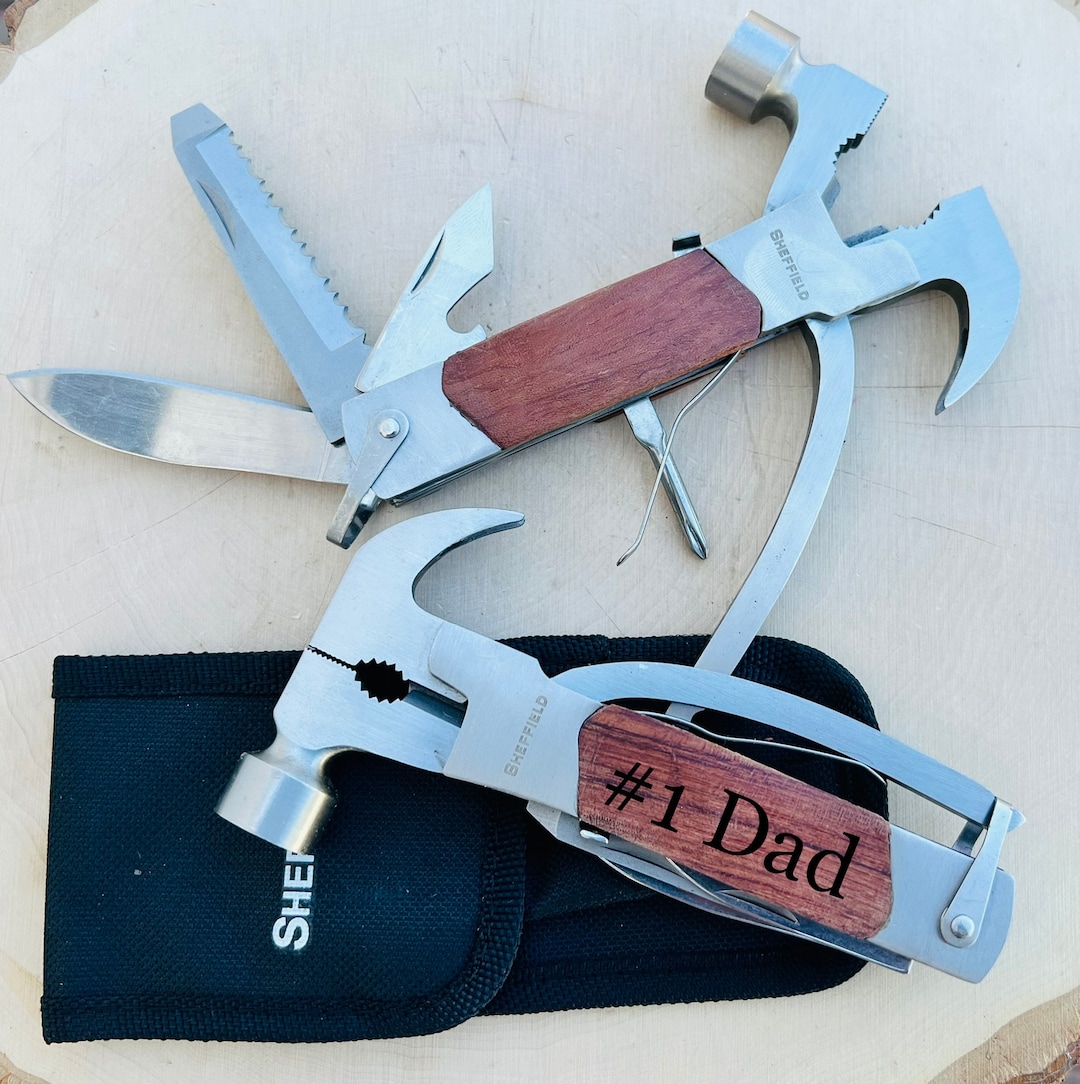 Unique Fathers Christmas Camping Gift, Engraved Hammer 14 in 1 Multi ...