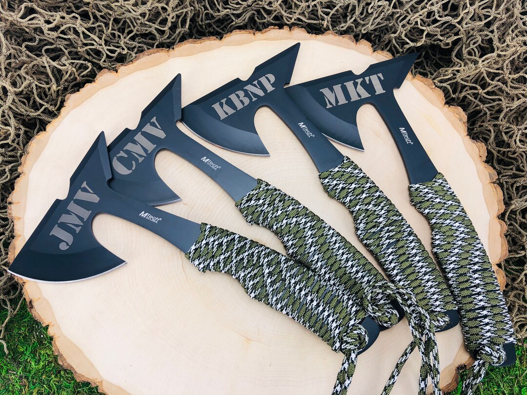 Set de 4 ideas de regalo para padrinos de boda, mini hachas grabadas ...