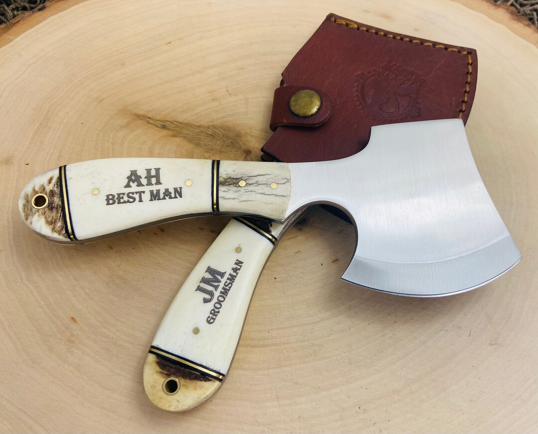 Engraved Mini Hatchet, Bone Handle Axe, Leather Sheath, Xmas Gift - Etsy