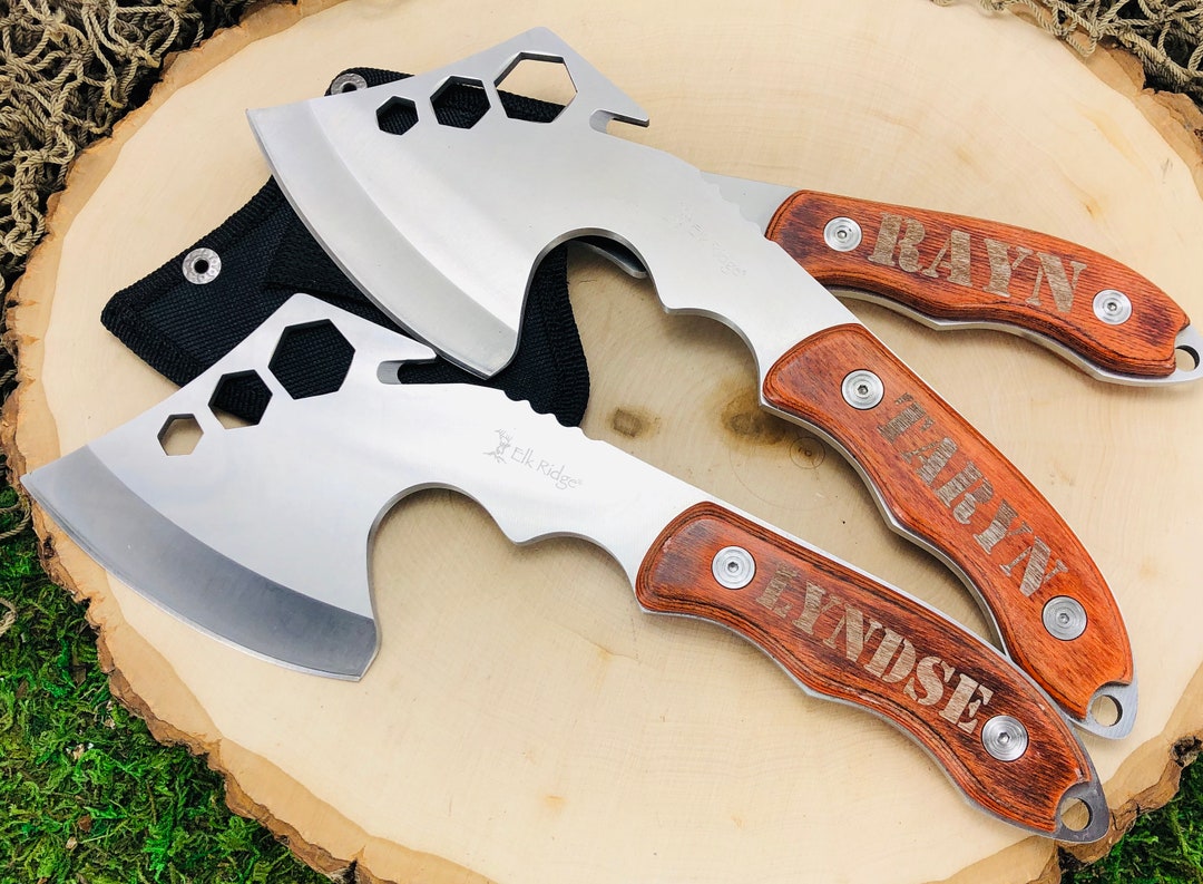 Engraved Silver Blade Hatchet Set: Groomsmen Gift With Nylon Sheath - Etsy