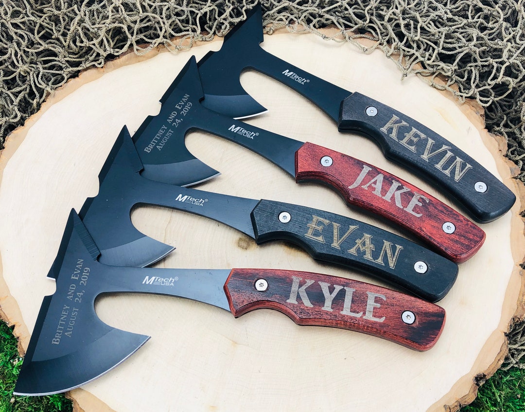 Engraved Hatchet Set: Personalized Groomsmen Gifts, Brown Handle - Etsy