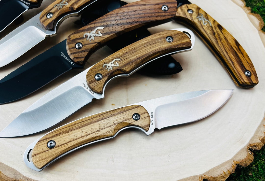 Set of 6 Engraved Browning Knives: Zebra Wood Groomsmen Gifts - Etsy
