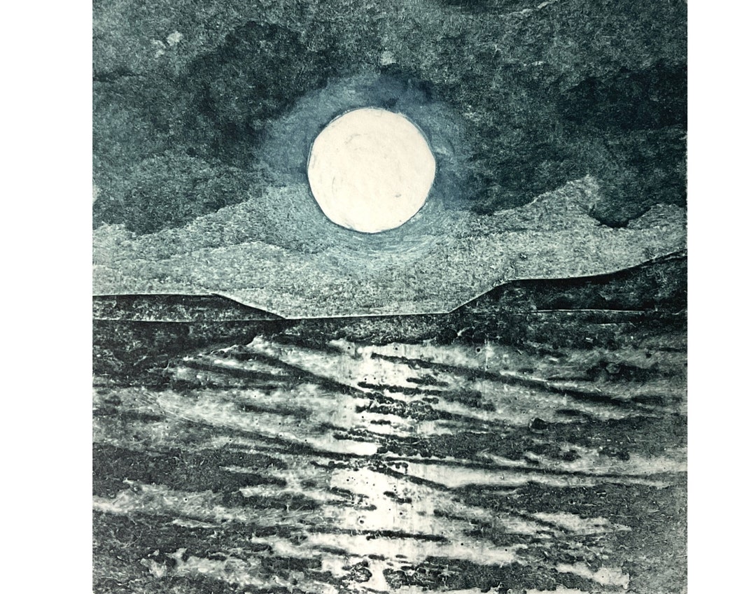 Collagraph Print: Midnight - Etsy