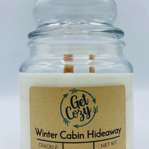 WINTER CABIN HIDEAWAY Wood Wick 8oz Soy Candle. Mason Jar Candle ...