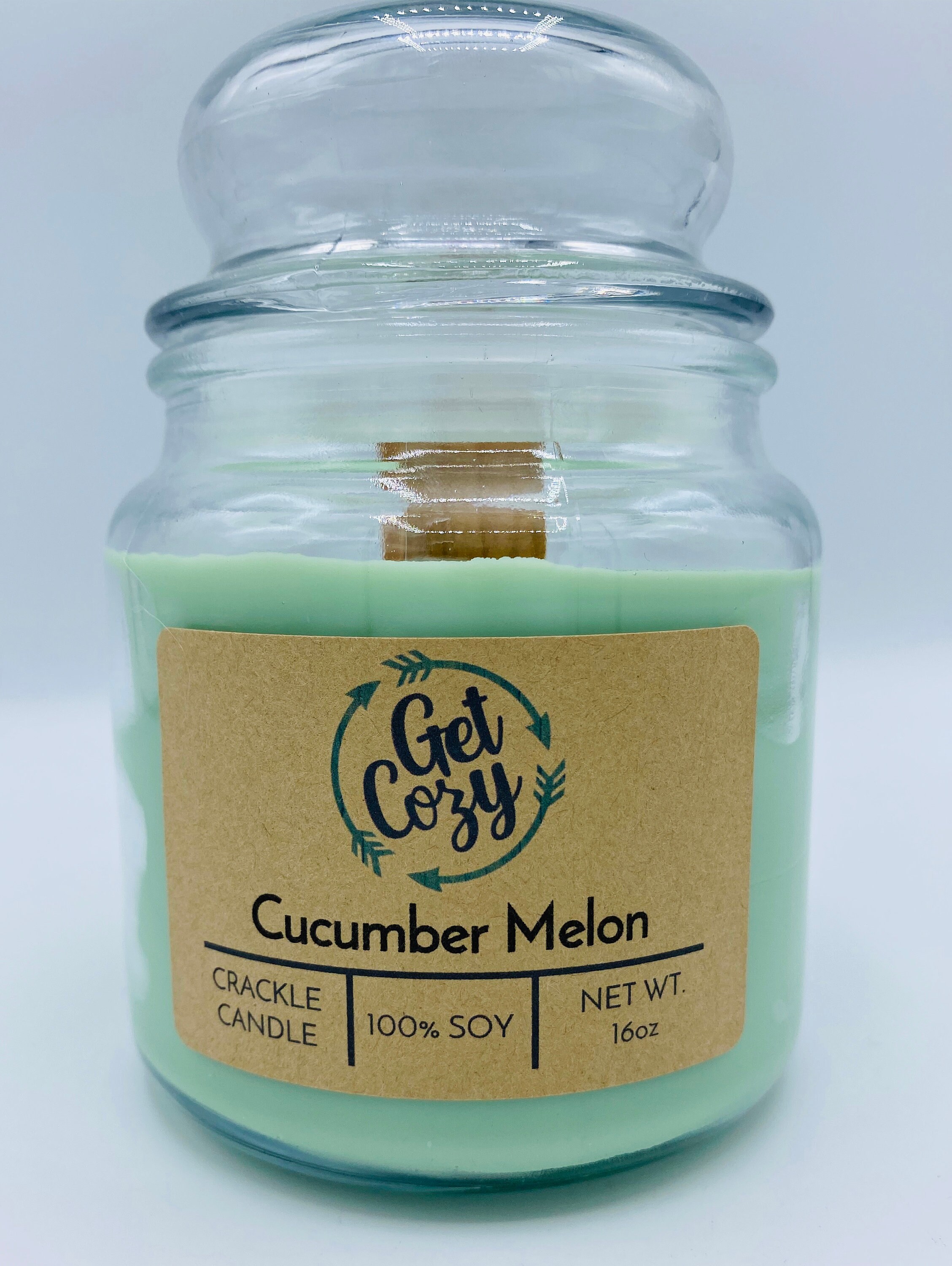 CUCUMBER MELON Wood Wick 8oz Soy Candle. Mason Jar Candle. - Etsy