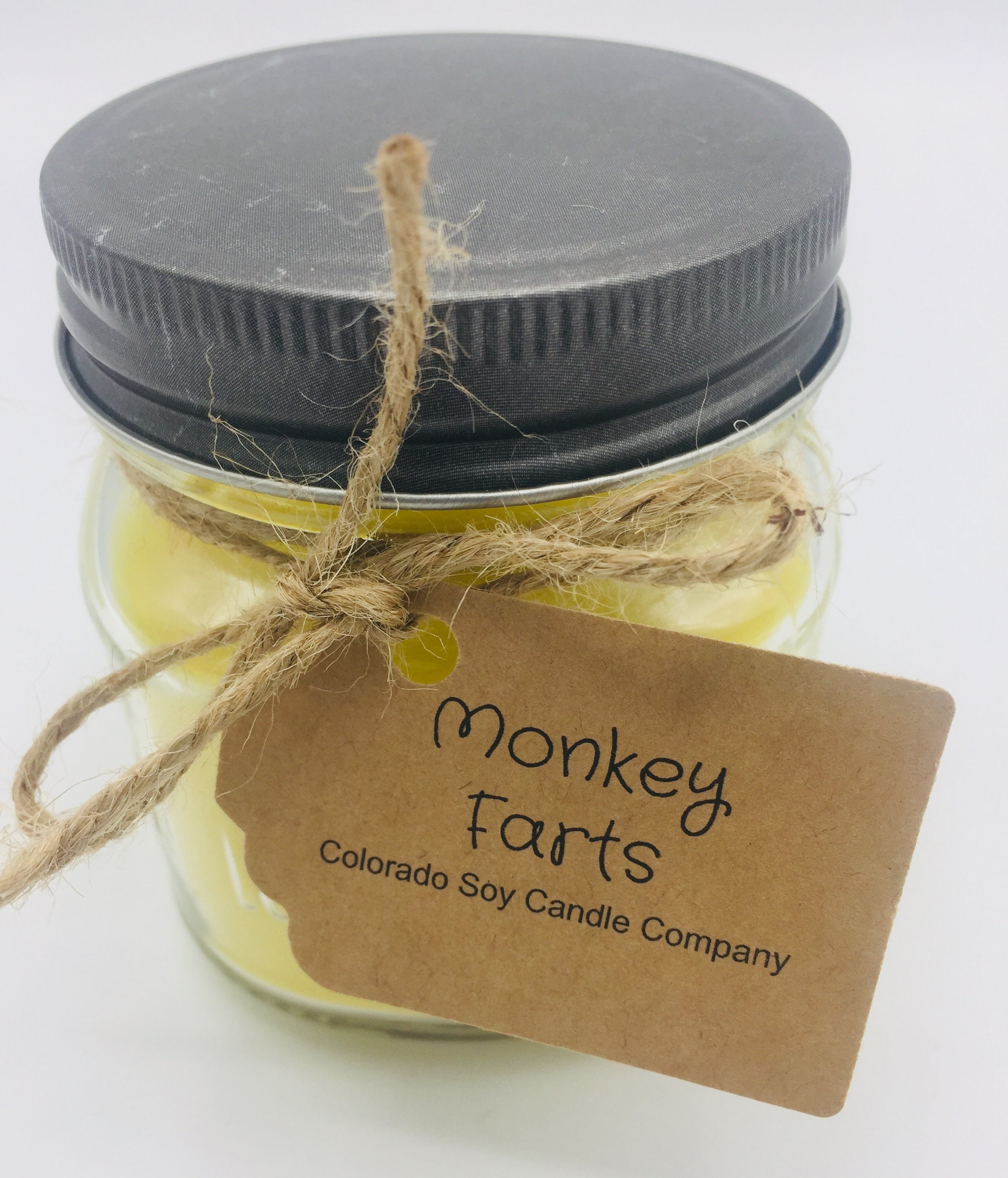 MONKEY FARTS Wood Wick 8oz Soy Candle. Mason Jar Candle. Crackle Candle ...