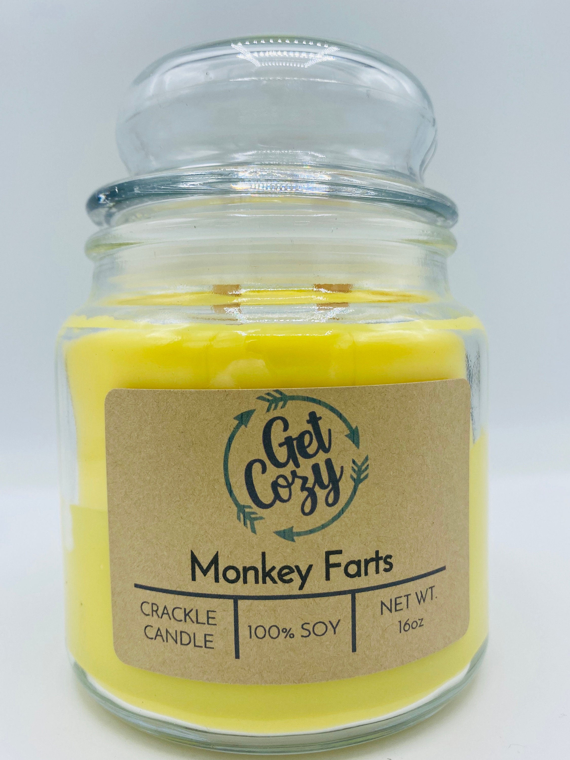 MONKEY FARTS Wood Wick 8oz Soy Candle. Mason Jar Candle. - Etsy