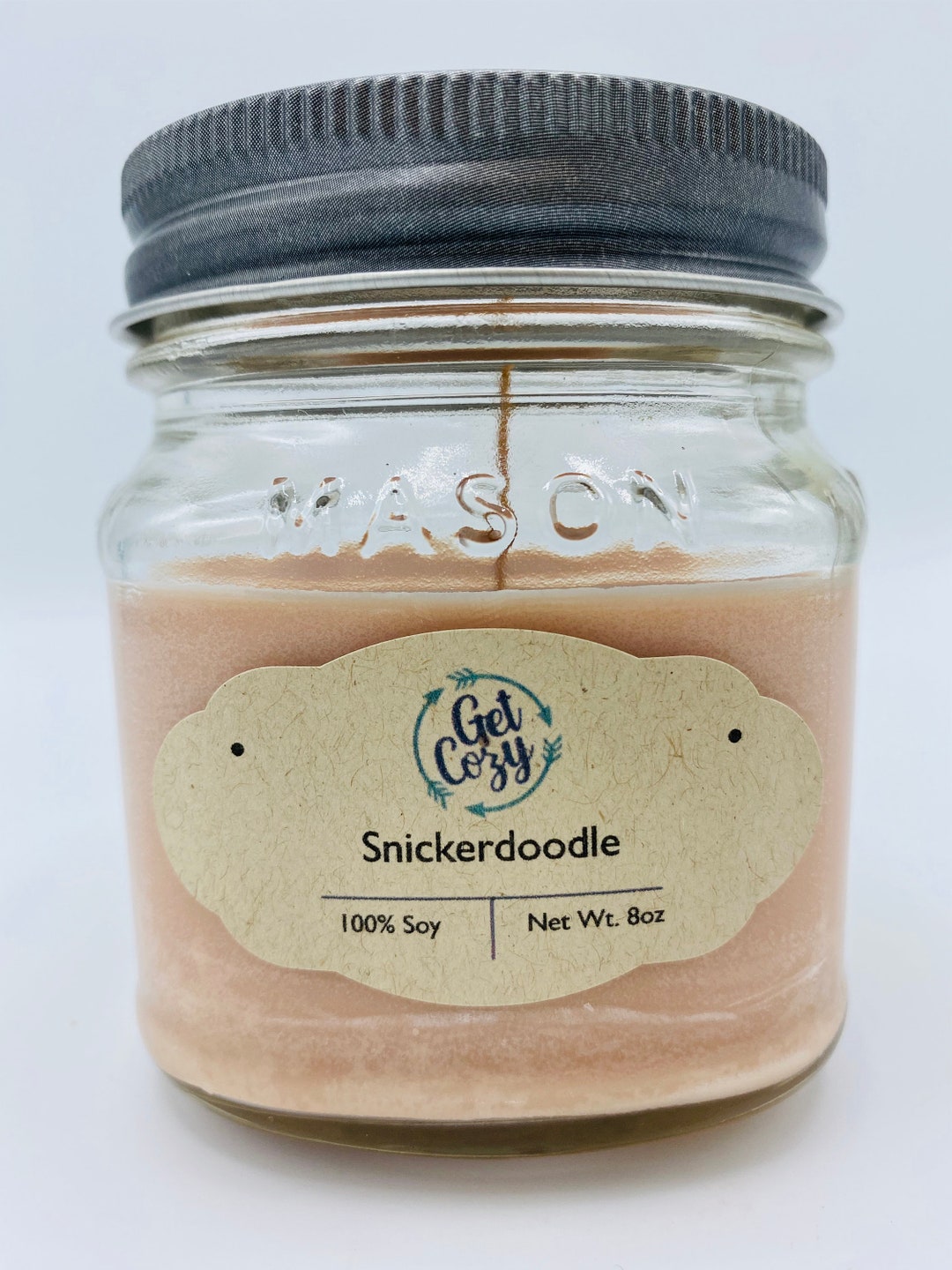 SNICKERDOODLE Wood Wick 8oz Soy Candle. Mason Jar Candle. Crackle ...