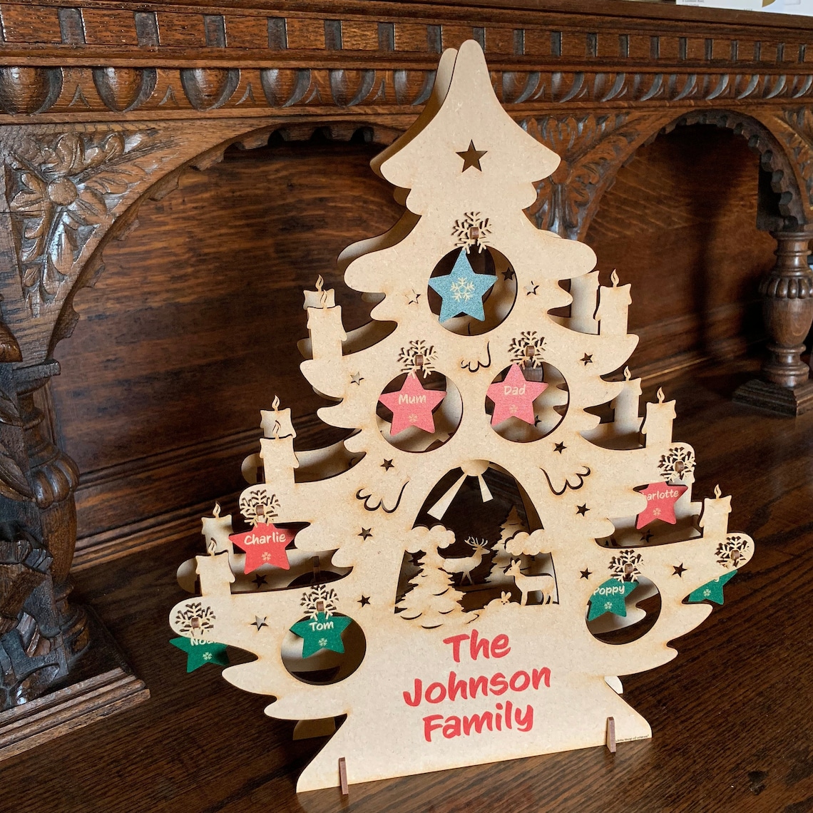 Personalised Christmas Tree Decorations Wooden MDF Family Tree | Etsy