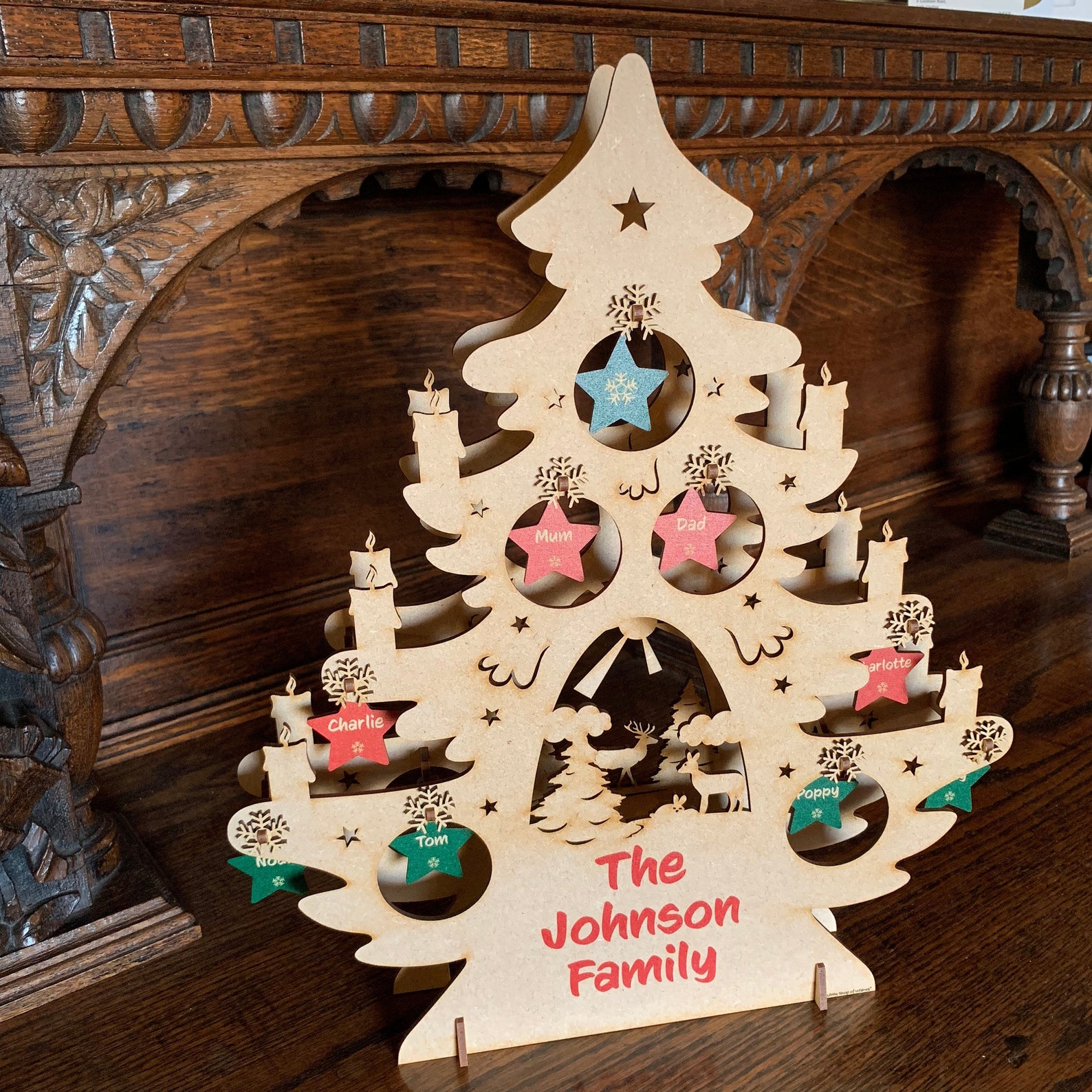 Personalised Christmas Tree Decorations Wooden MDF Family Tree | Etsy