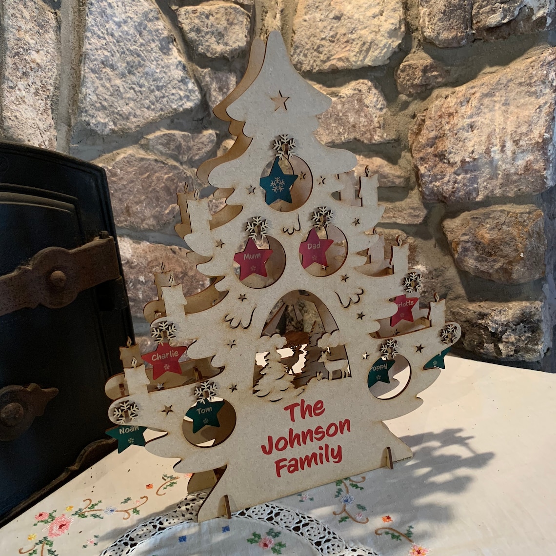 Personalised Christmas Tree Decorations Wooden MDF Family Tree | Etsy