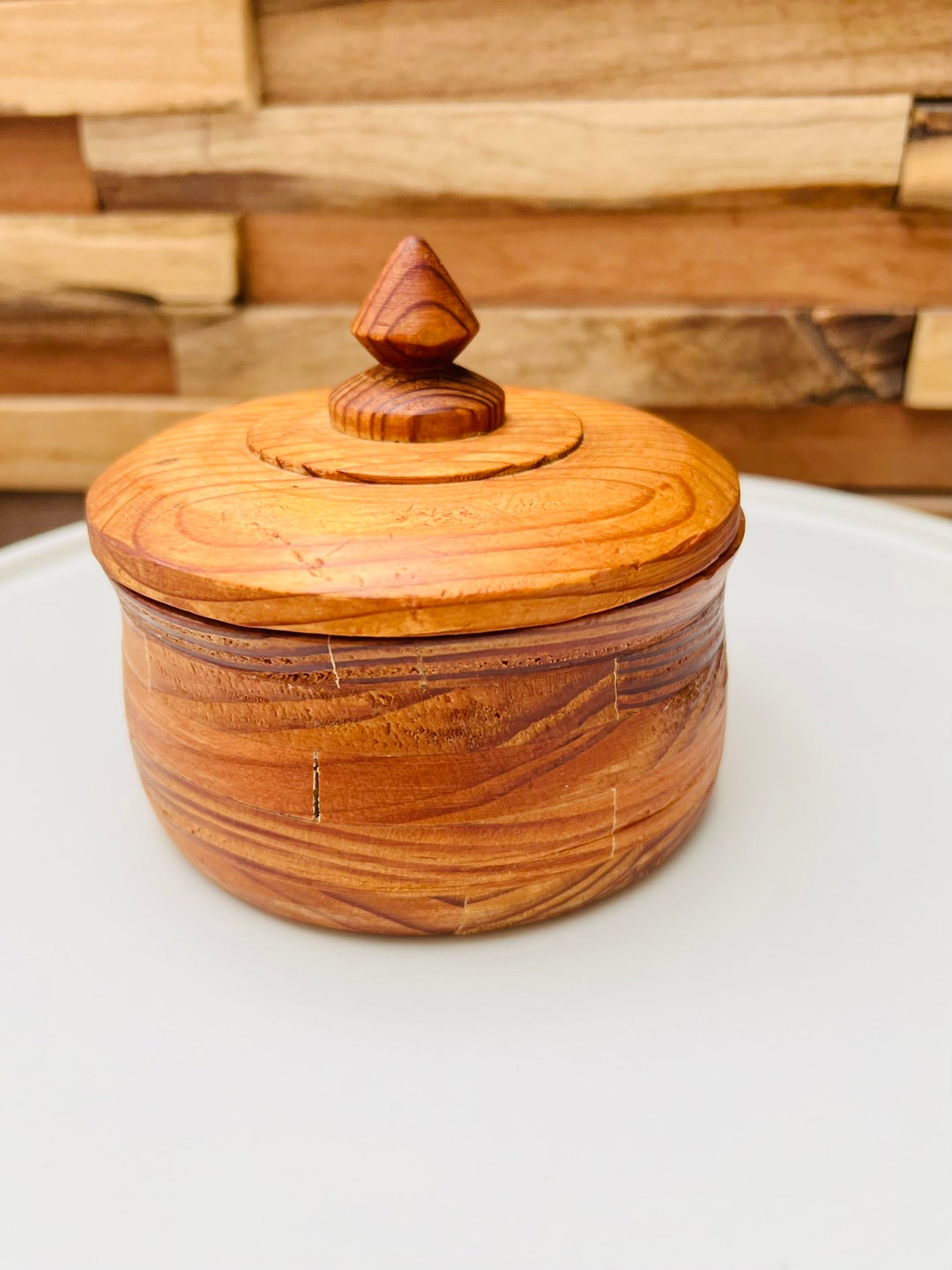 Vintage Wooden Jar, Lidded, Wood, Storage, Scandinavian - Etsy
