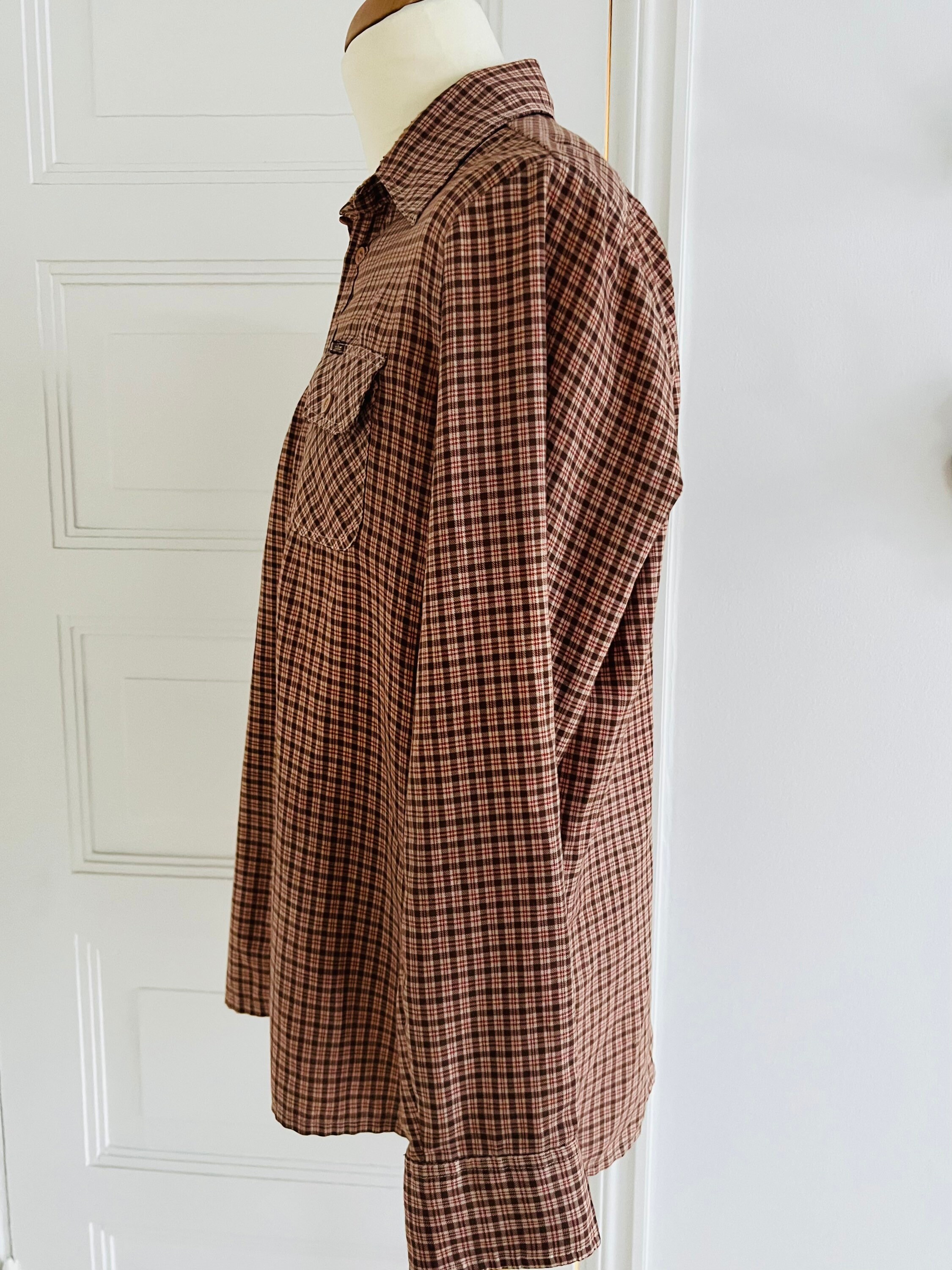 Vintage Mens Shirt, Western, Lee, Plaid Brown Americana - Etsy